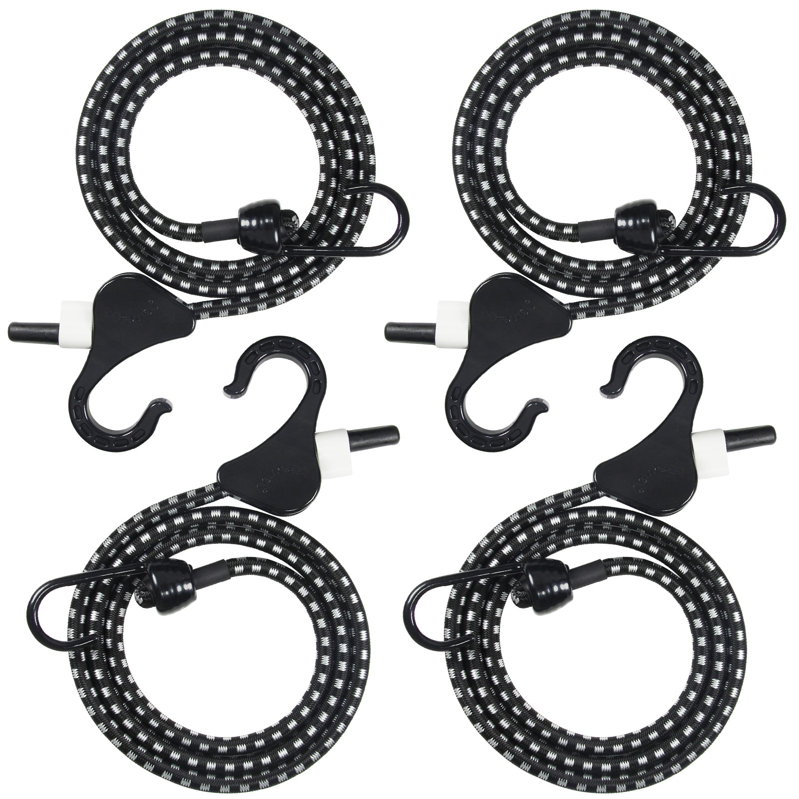 Adjustable Bungee Cord with Hooks 48 inch, 4-Piece, Heavy Duty for Out